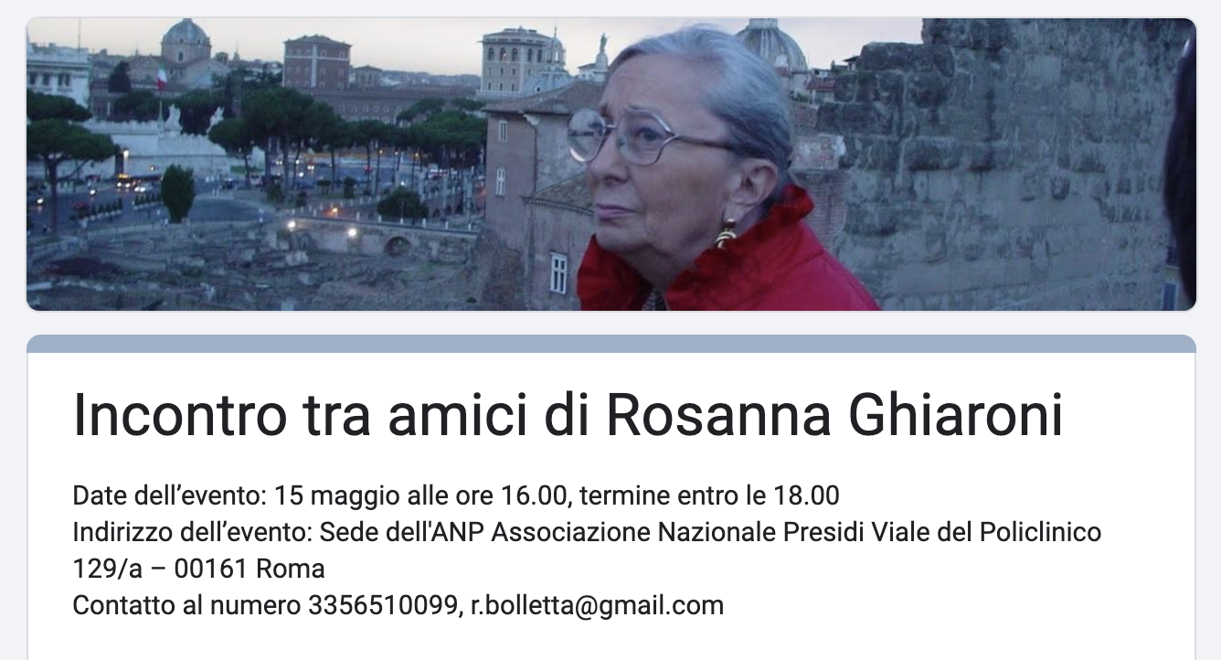 Ritrovarsi per ricordare Rosanna Ghiaroni – raccontare e riflettere